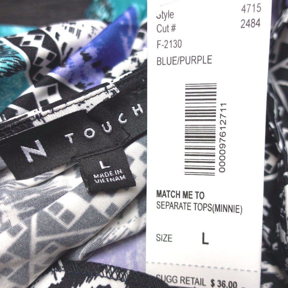 N Touch Women S M L Purple Blue Green Elegant Tunic Top Blouse Shirt ...