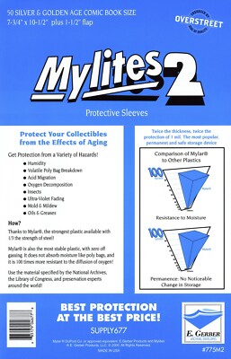 50 E. Gerber Mylites2 Mylar Silver & Golden Age Comic Book Sleeves ...
