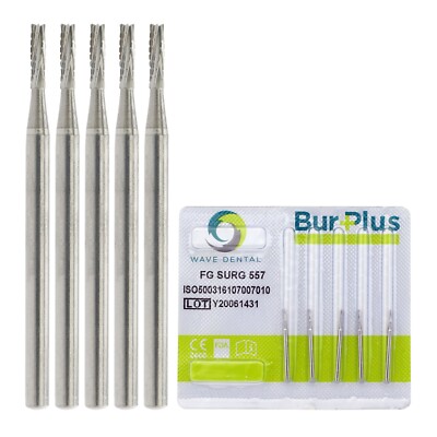 Wave Dental Surgical Burs #557 FG Long Shank 25mm Tungsten Carbide High ...