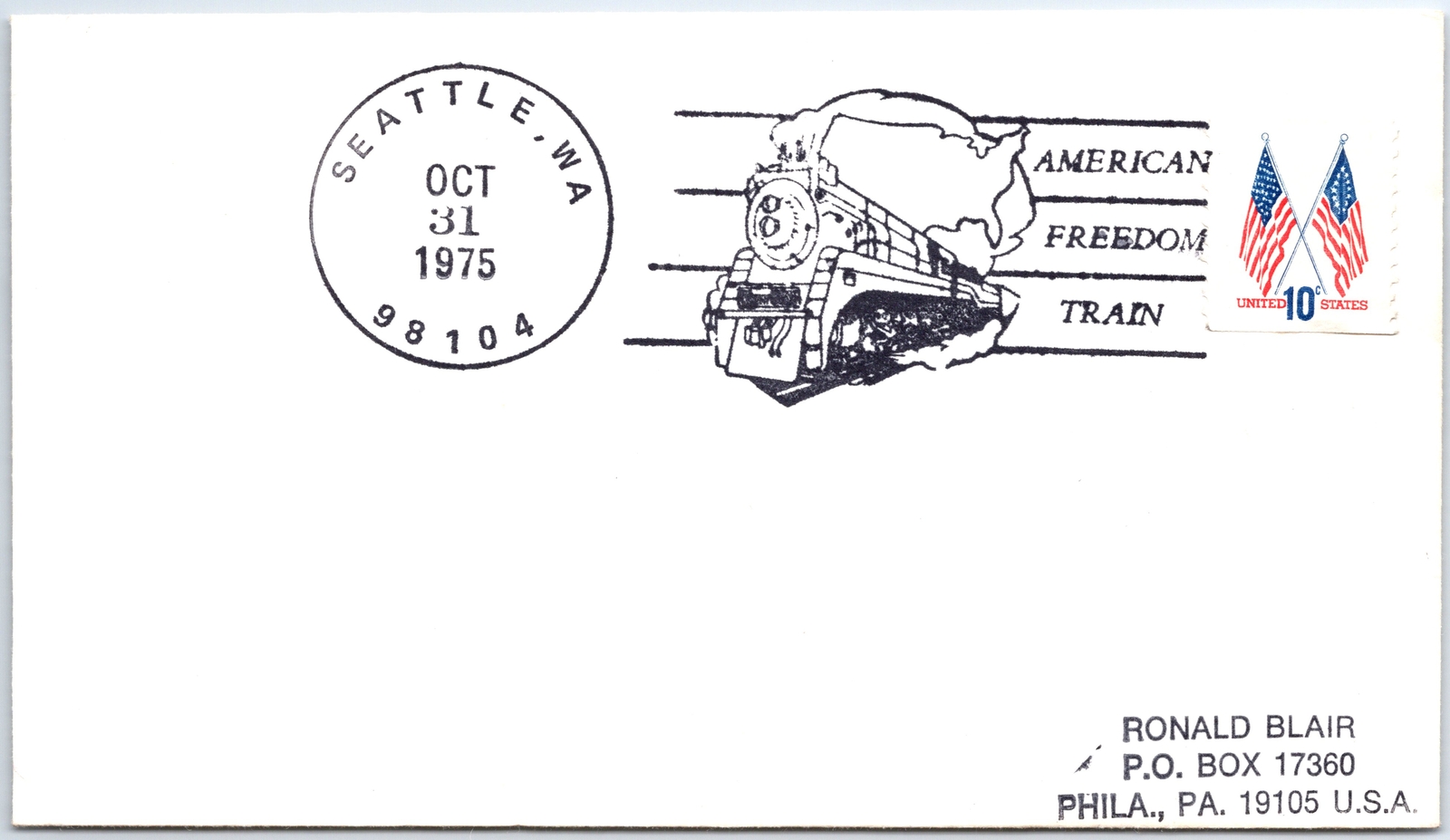 U.S. SPECIAL EVENT POSTMARK COVER THE AMERICAN FREEDOM TRAIN SEATTLE WA ...