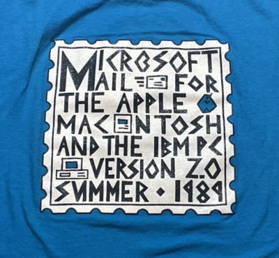 RARE 1989 Hanes Postage Stamp Microsoft Mail Apple Macintosh IBM Mens L ...