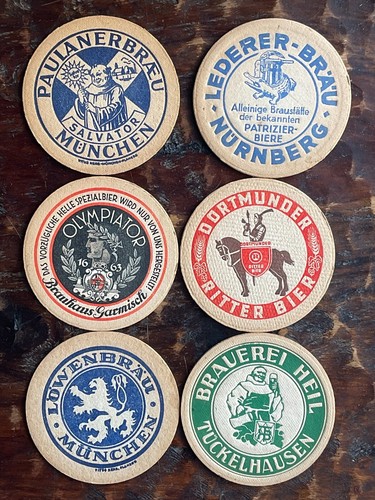 1960s German Beer Round Coasters-Lowenbrau-Munchen-Colorful Advertising ...