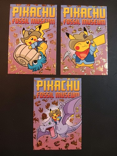 Gold HOLO *Electric Pikachu Database Set- FOSSIL MUSEUM* POKEMON Peru ...