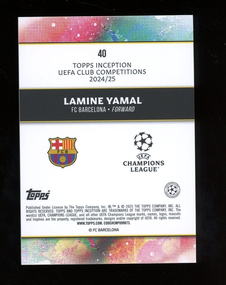 2024-25 Topps Inception UCC Soccer Succession Lamine Yamal 42/199 FC ...