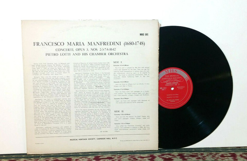 Francesco Maria Manfredini / Pietro Lotti ‎– Concerti, Opus 3 Nos 2-3-7 ...