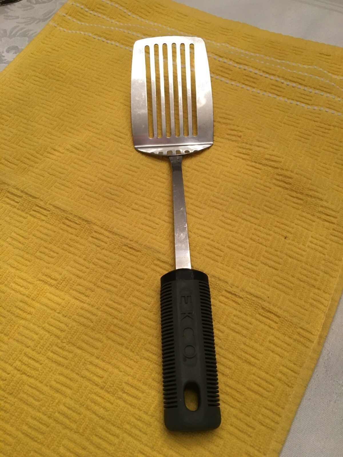 Vintage Ekco Stainless Slotted Turner-Flipper With Grey Rubber Handle ...