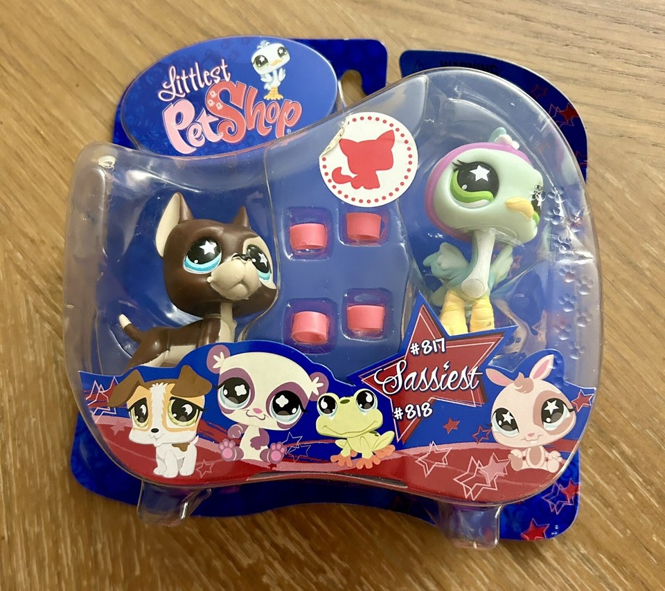 New Littlest Pet Shop LPS #817 & #818 Sassiest Great Dane & Ostrich Set ...