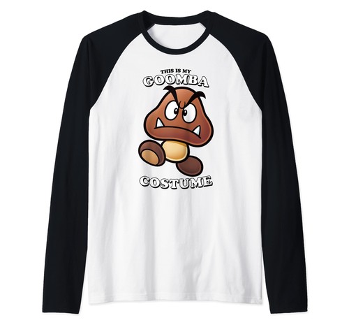 Bros Halloween Goomba Costume Baseball Tee Raglan Shirt Funny Video ...