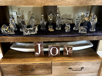 Gorham Crystal Nativity Set Complete - Ox - Angel of Light - Inn Keeper ...