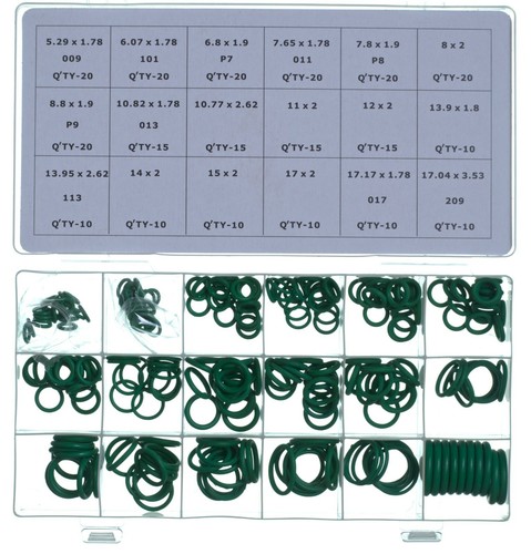 270 PC Assorted High Pressure Green O-Rings Kit - Passes ASTM oil #1 ...
