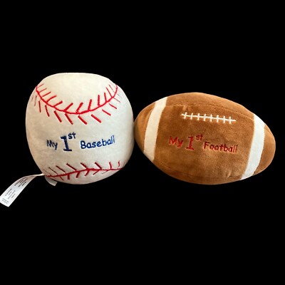 8 & 10”BABIES R US 2016 PLUSH STUFFED TOY RATTLE MY 1ST FOOTBALL ...