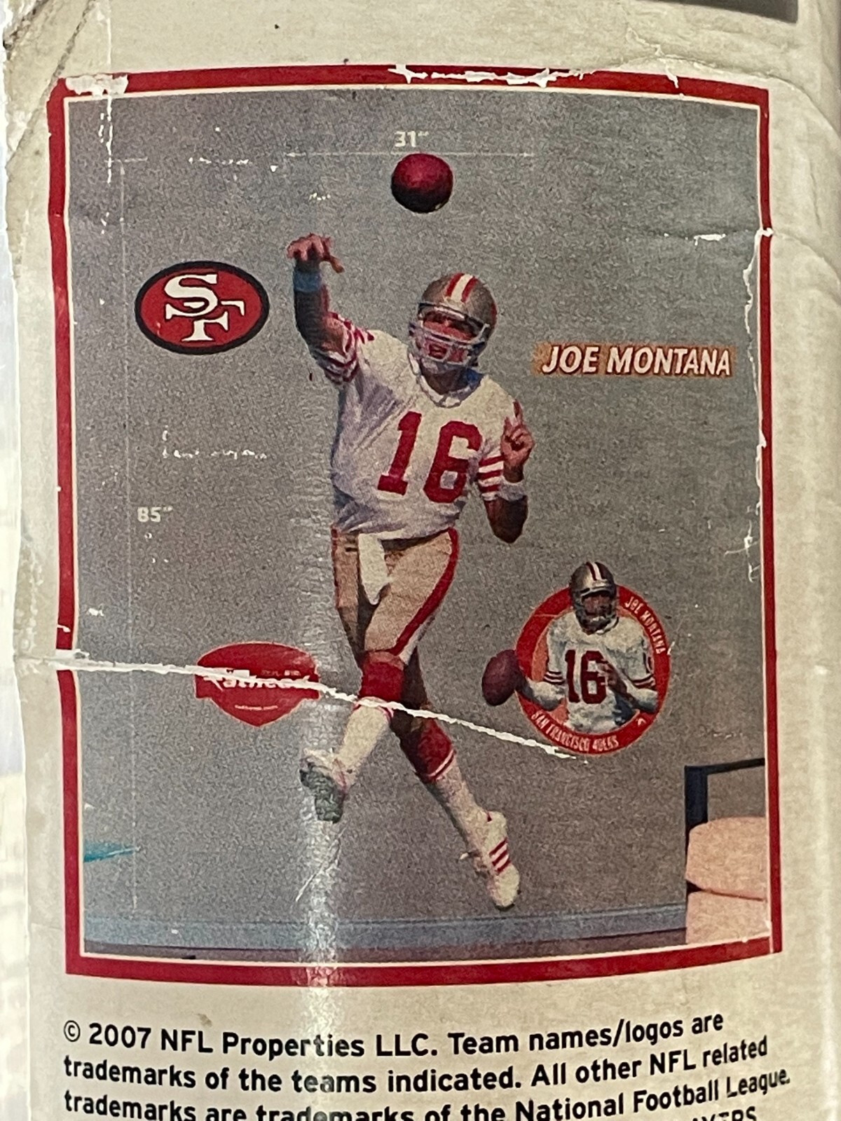 Joe Montana #16 San Francisco 49ers Fathead in Box - White Jersey #13 ...