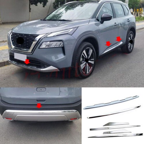 For Nissan Rogue 2021-2023 Chrome Front/Rear Bumper+Body Molding Cover ...