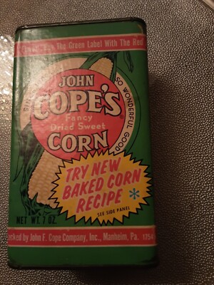 John Cope's dried sweet corn tin. | eBay