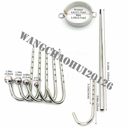 Unisex Stainless Steel Collar Hook Locking Straight Forced Posture Body ...