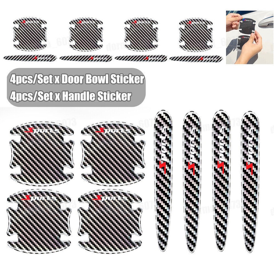 8PCS Gray Reflective Car Door Handle Bowl Sticker Protector Anti ...