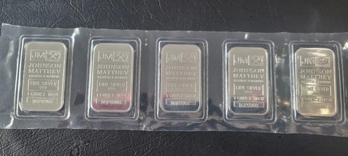 Five sealed Johnson Matthey 1 Troy Ounce .999 Silver Bars - Consecutive Serial # | eBay