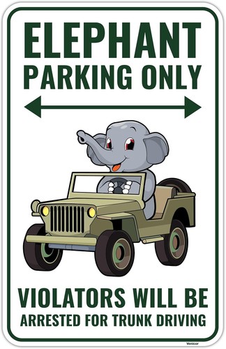 Venicor Elephant Sign Decor - 9 x 14 Inches - Aluminum - Cute | eBay