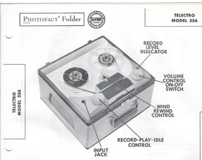 1956 TELECTRO 556 REEL To REEL Tape Recorder Photofact Instruction ...