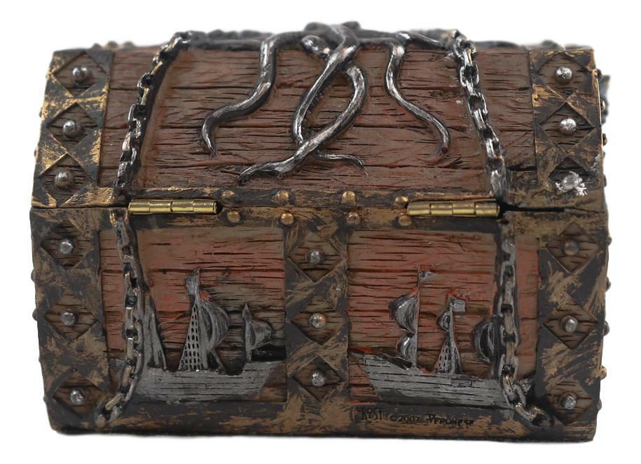 Ebros Kraken Octopus Pirate Haunted Chained Skull Treasure Chest ...