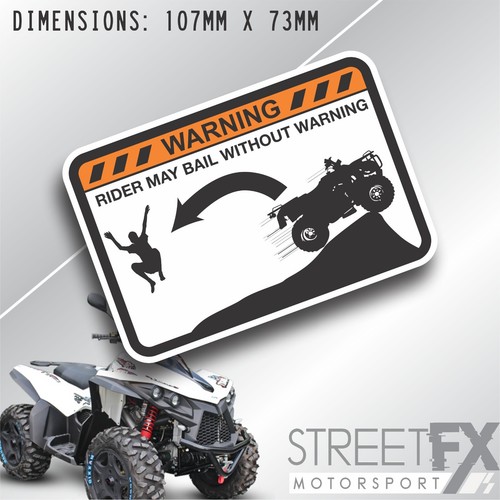 DRIVER BAILING FROM ATV QUAD! Warning Sticker for Polaris Yamaha Can-Am ...
