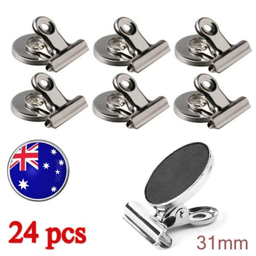 24Pcs Office Magnetic Bulldog Clips Memo Note Holder Fridge Magnet ...
