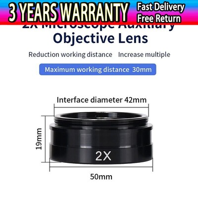 2X 0745 Barlow Lens Microscope Objective Lens for XDS-10A 120X/180X ...