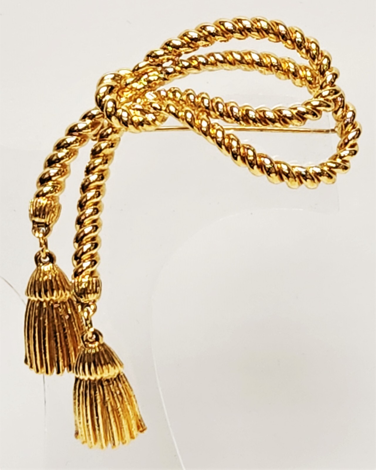 Vintage 1980's Gold Tone Cable Rope Knot Brooch Tassel Dangles ...