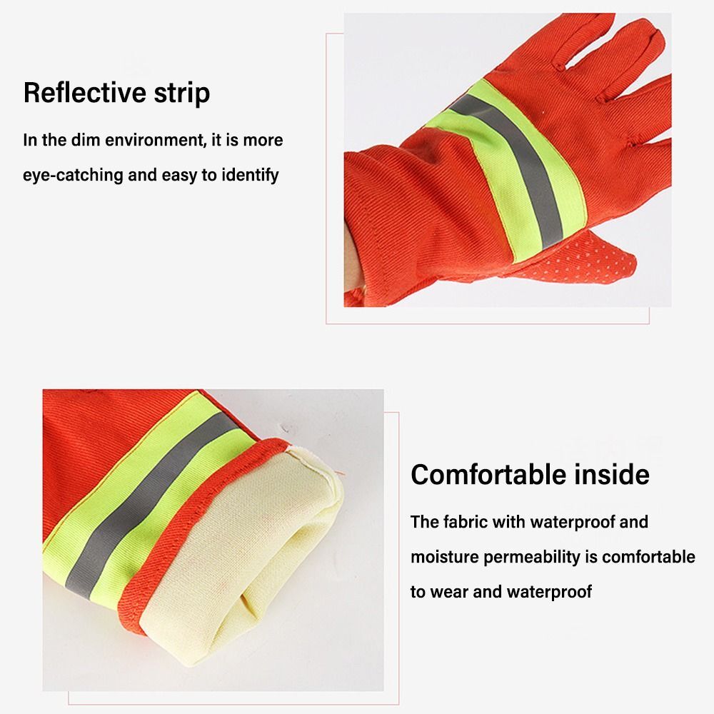 Wear Resistant Fireman Gloves Thicken Heat Insulated Rescue Gloves ...