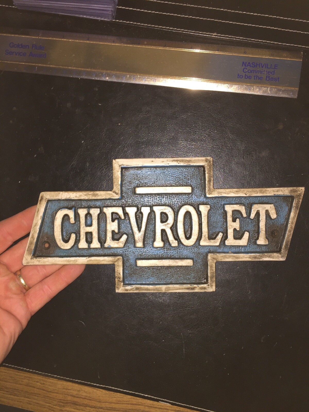 Chevrolet Sign Cast Iron Patina Chevy Plaque Car Auto Truck Silverado ...