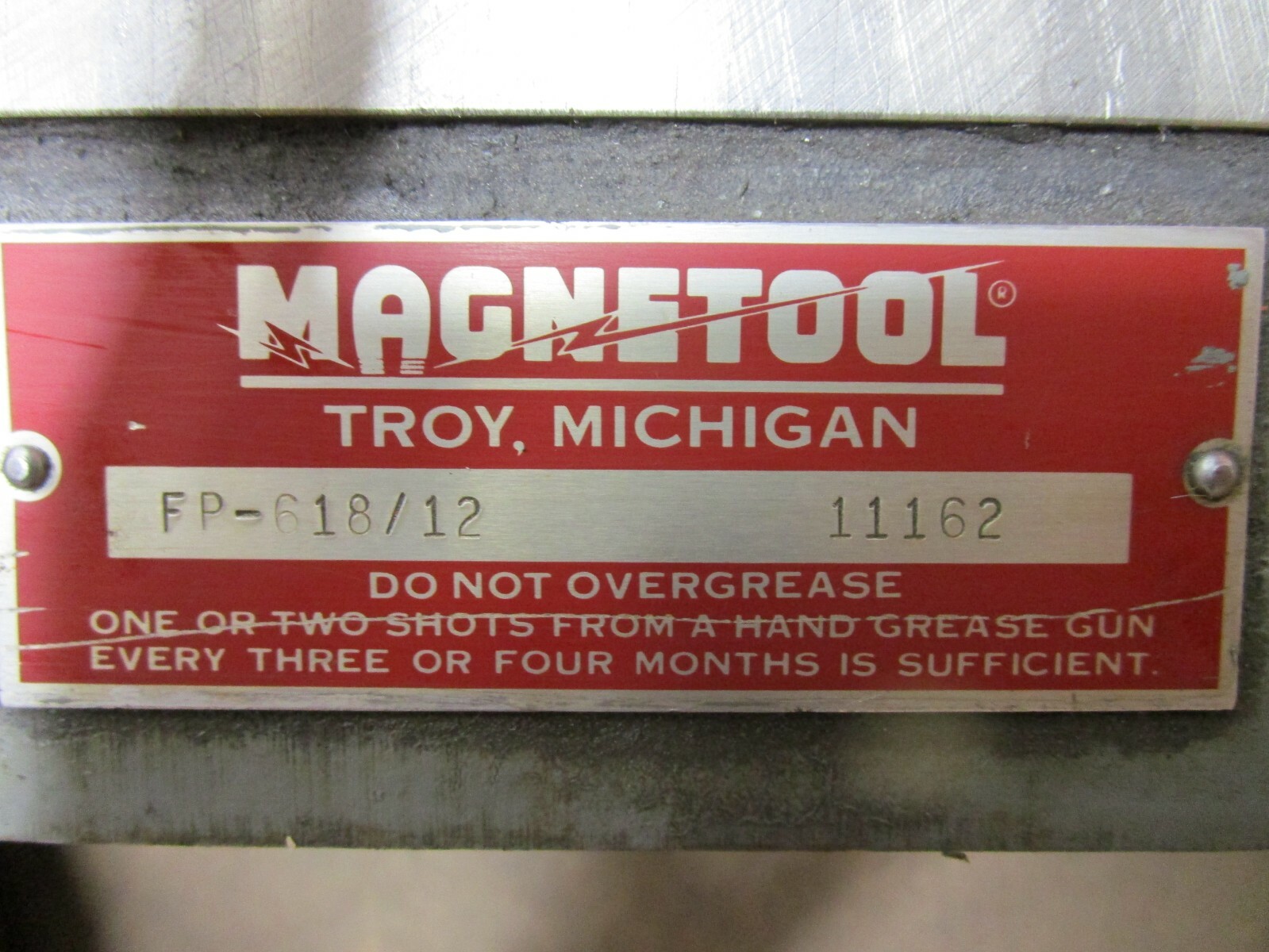 MAGNETOOL FP-618/12 FP61812 18" X 6" FINE POLE PERMANENT MAGNETIC CHUCK ...