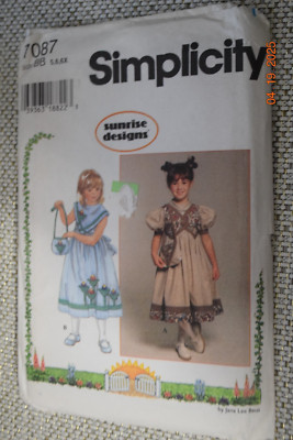SIMPLICITY 7087 GIRLS DRESS VARIATIONS & PURSE PATTERN Sz 5-6-6X UNCUT ...