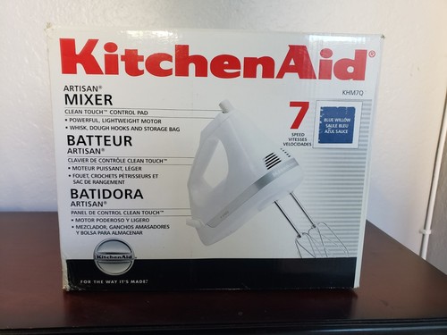 NIB Kitchen Aid Hand Mixer Artisan 7 Speed KHM7Q Blue Willow with ...