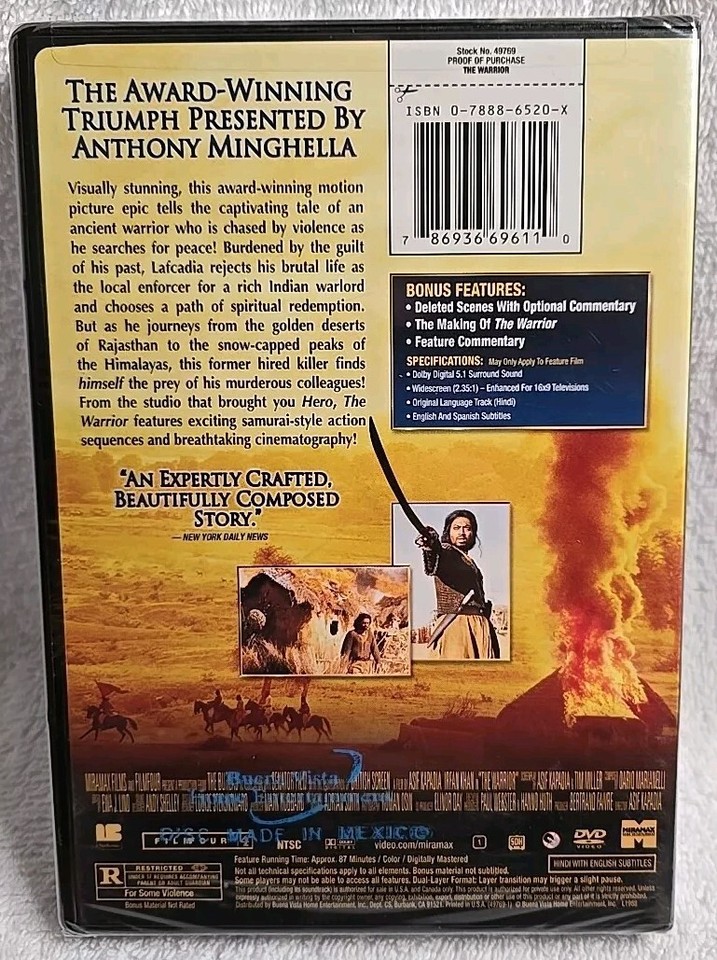 The Warrior (2006 Miramax Films DVD, Asif Kapada, Rated R Foreign Film ...