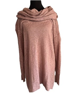 Ruby Moon Long Sleeve Dusty Rose Cowl Neck Lightweight Tunic Sweater ...