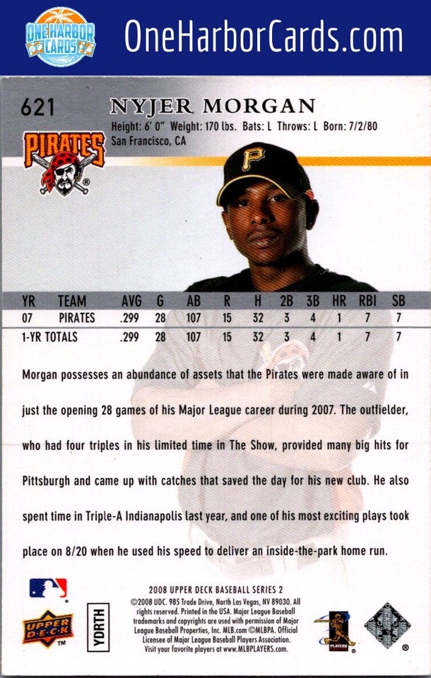 2008 Upper Deck Pittsburgh Pirates Baseball Card #621 Nyjer Morgan | eBay