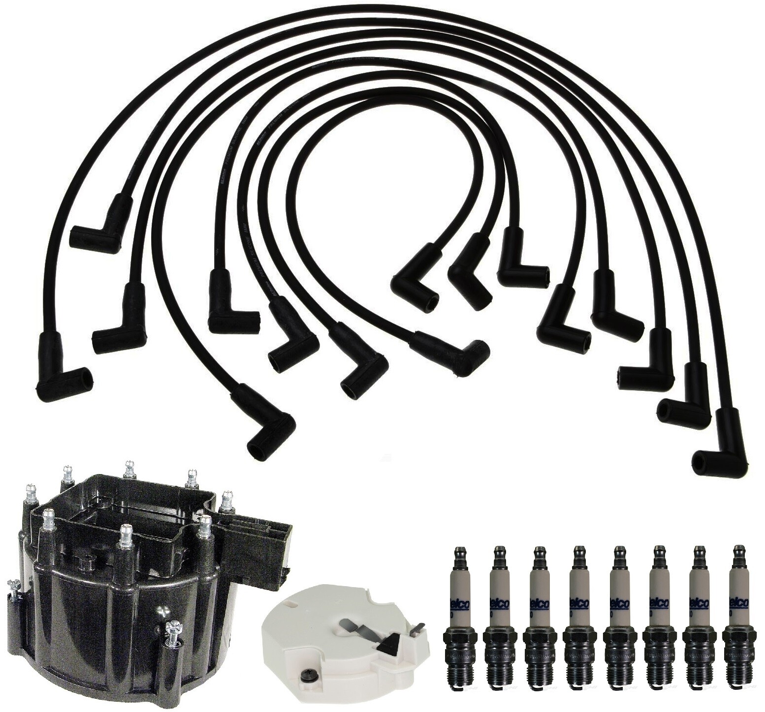 ACDelco Ignition Kit Distributor Rotor Cap Wire Spark Plugs For GMC P35 ...