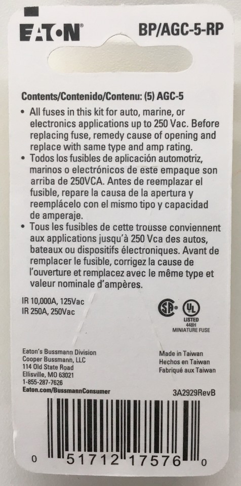 Bussman BP/AGC-5-RP 5 AMP AGC | eBay