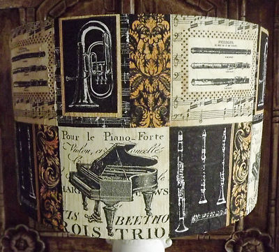Music Score Lampshade,lamp shade Instruments Black gold cream with FREE ...
