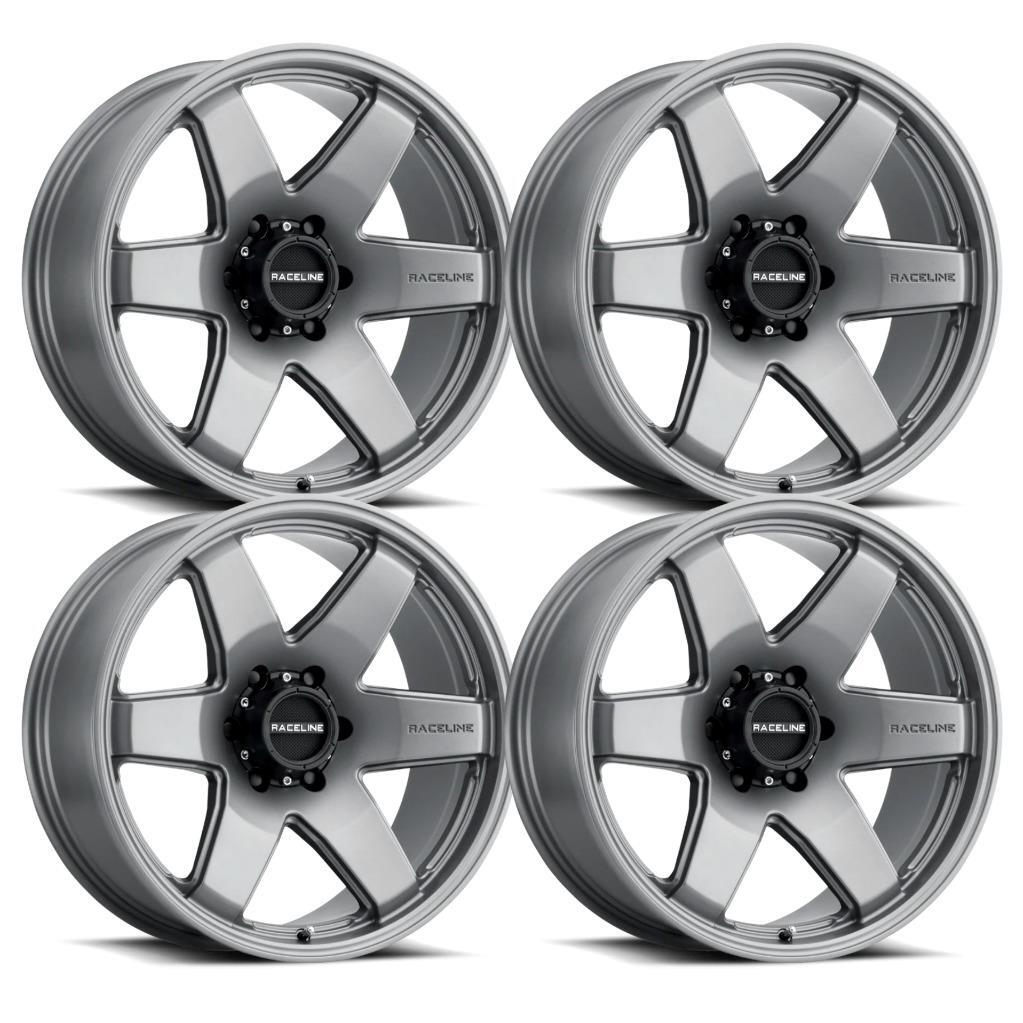 (Set-4) Raceline Addict Greystone 18X8 6X132 +35mm wheels rims 18 inch ...