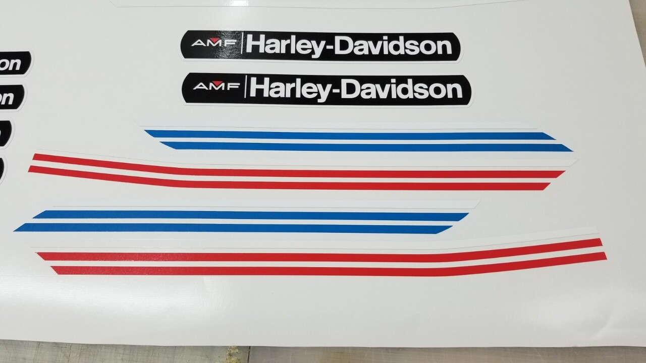 1974 FX FXE Super Glide Tank Decal Red White Blue Color for AMF Harley ...