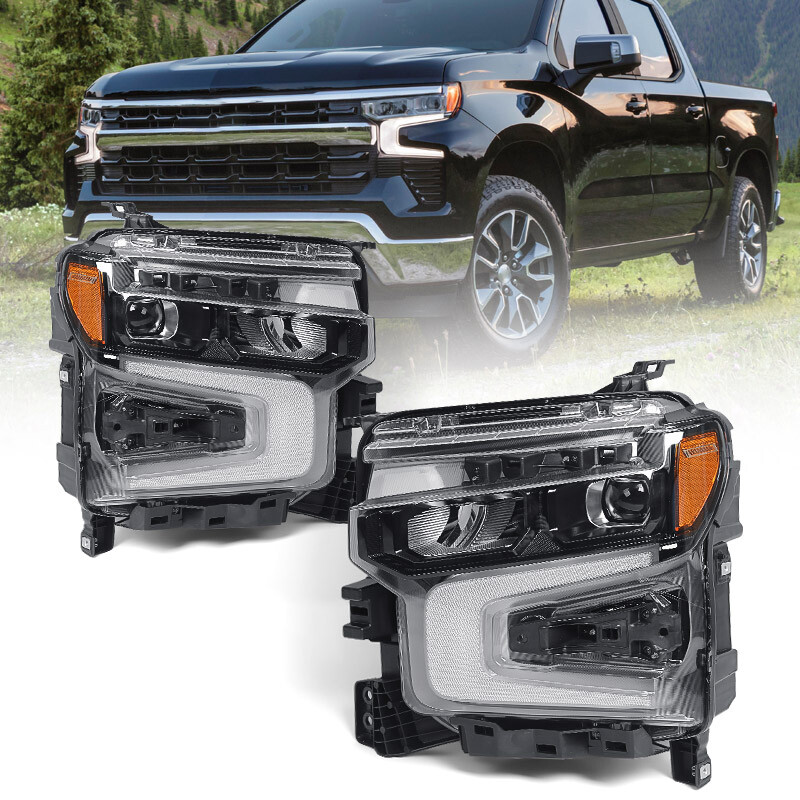 Pair For 2022-2024 Silverado 1500 LT Trail Boss/RST Black Bezel LED ...