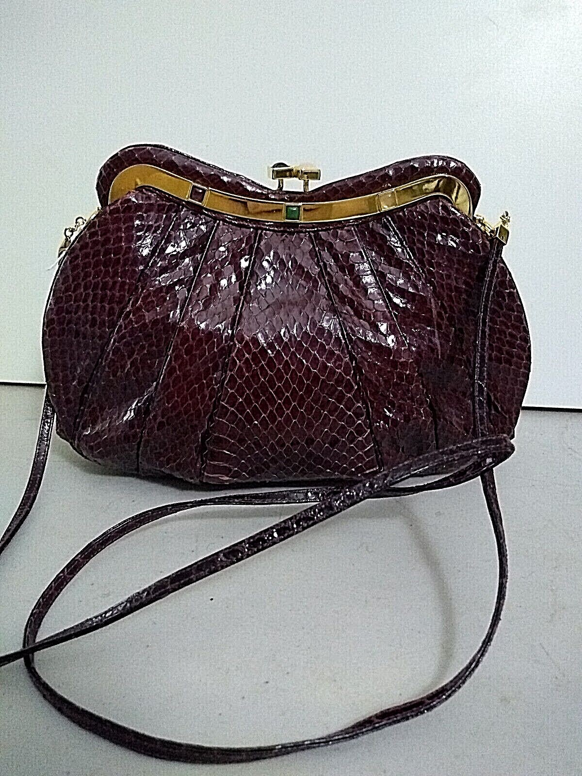 Vintage Estate Sale Judith Lieber Burgundy Lizard Skin Jewel Frame ...