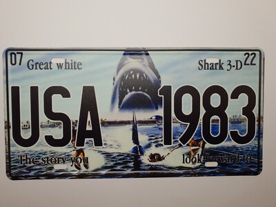 Quality JAWS 3D Number plate Novelty License mancave sign Shed Movie 2 ...