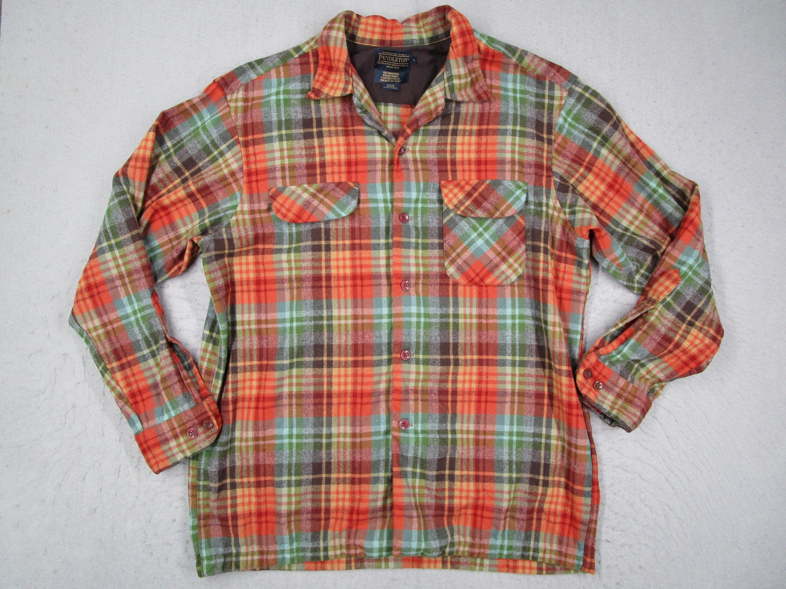 Pendleton Board Shirt Mens Large Multicolor Plaid Wool Flannel Lined ...