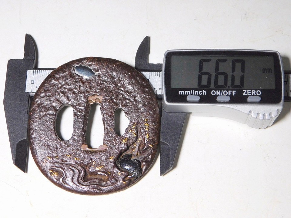 Yasuchika Signed Crab & the Moon Imlaid Tsuba Edo original tsuba ...