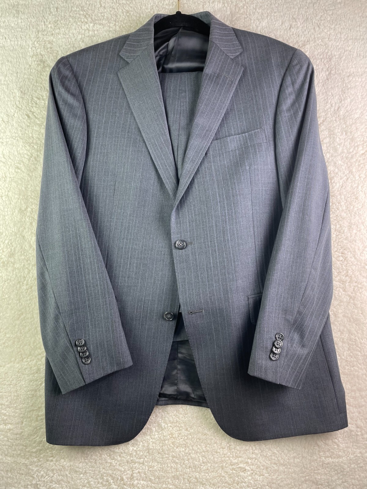 Hart Shaffner Marx Two Piece Suit Mens 40R Gray Strip… - Gem