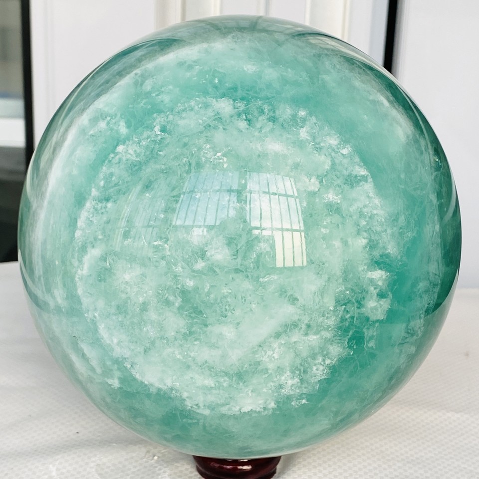 5900G Natural green fluorite Quartz Sphere Crystal Energy Ball Reiki ...