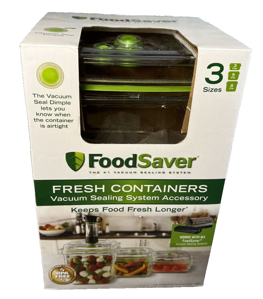 FoodSaver Fresh Containers - Vacuum Seal Accessory 3, 5 and 8 Cup - NEW ...