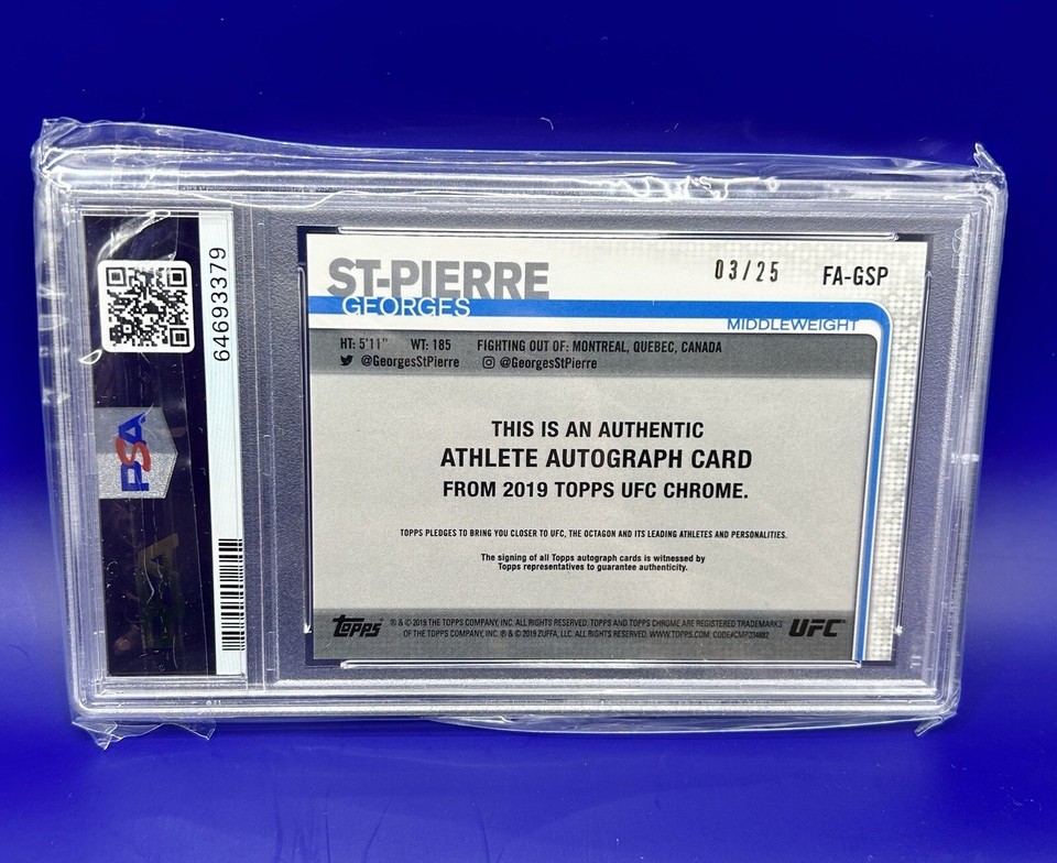 Psa 9 2019 Topps Chrome GSP UFC Georges St. Pierre /25 Orange Refractor ...
